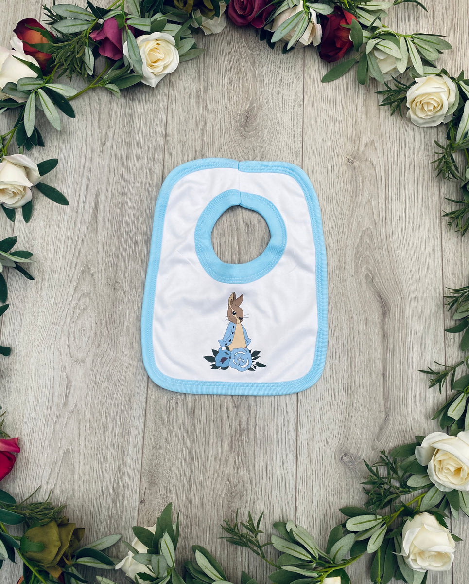 Peter Rabbit Boys Blue Trim Bib – Gillytots Children’s Boutique